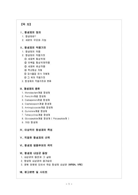 항생제의 작용기전과 종류 의약학
