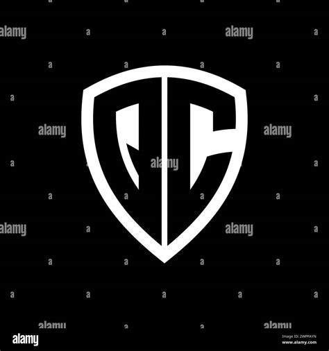 QC Monogram Logo With Bold Letters Shield Shape With Black And White