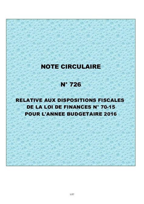 Note Circulaire N 726 Lf 2016