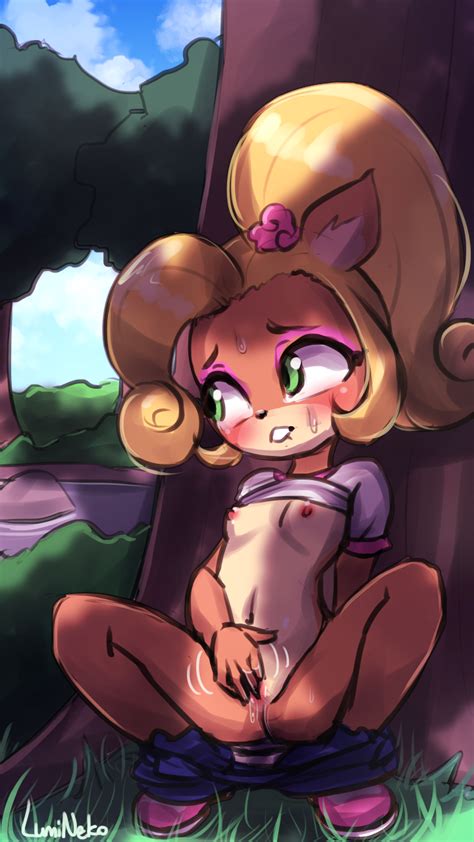 Rule 34 Activision Anthro Bite Biting Lip Blush Bodily Fluids Breasts Out Coco Bandicoot Crash