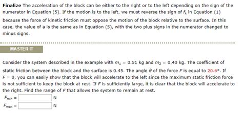 Solved Example Acceleration Of Two Connected Objects Chegg