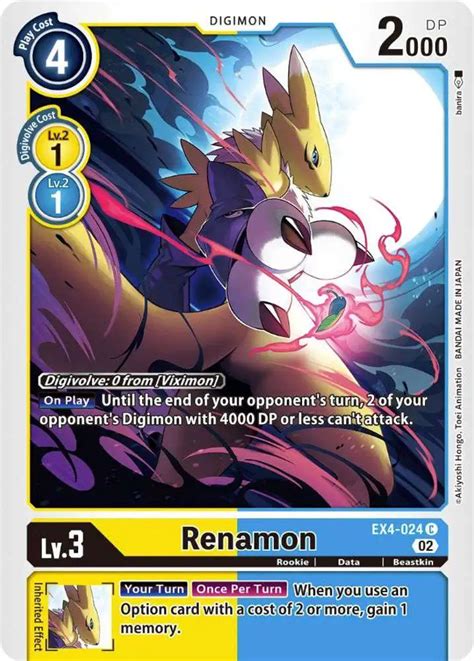 Digimon Trading Card Game Alternative Being Single Card Common Renamon