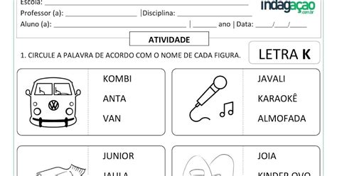 Sequência Alfabética Para Ditado Da Letra K Imprimir Atividade IndagaÇÃo