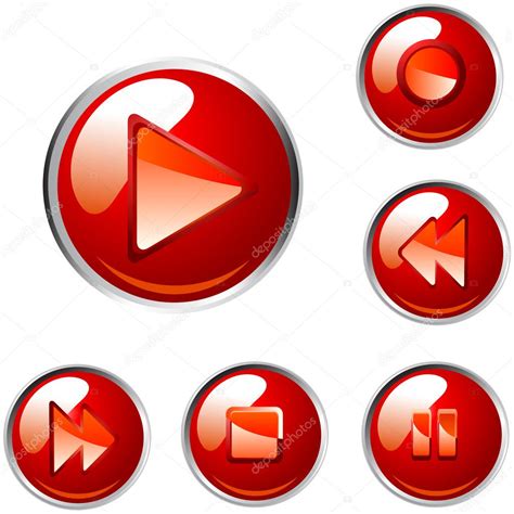 Botones de reproductor de vector rojo vector gráfico vectorial mari