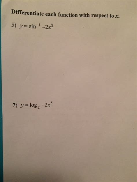 solved differentiate each function with respect to x y