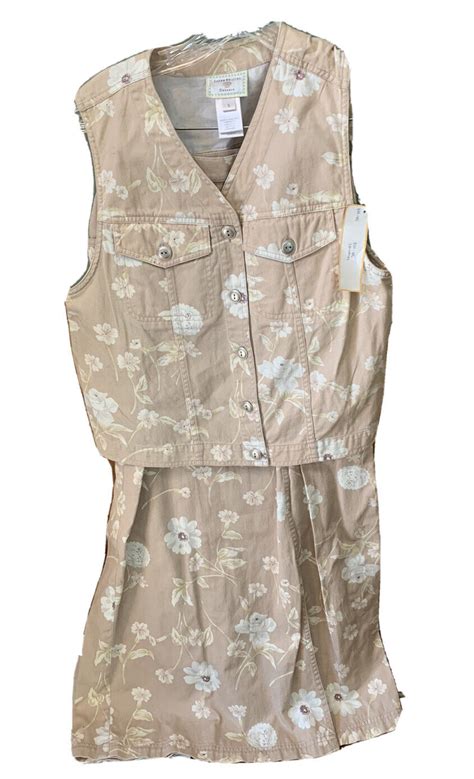 Vintage Susan Bristol Vestskirt Set Floral Pattern Gem
