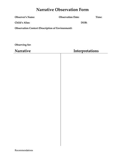 Ohlone College Narrative Observation Form Fill Online Printable Fillable Blank Pdffiller