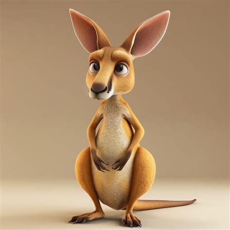 3d Cartoon Kangaroo Premium Ai Generated Image