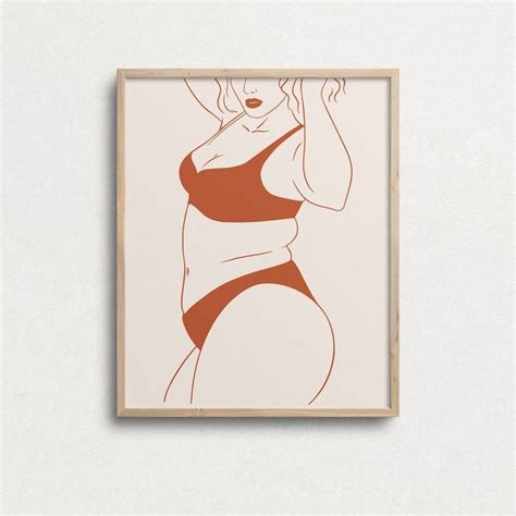 Body Positive Line Art Woman Plus Size Woman Body Art Print Etsy