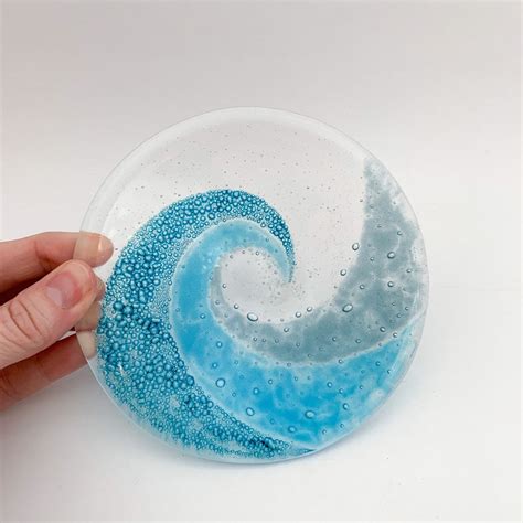 Fused Glass Wave Dish Etsy Uk