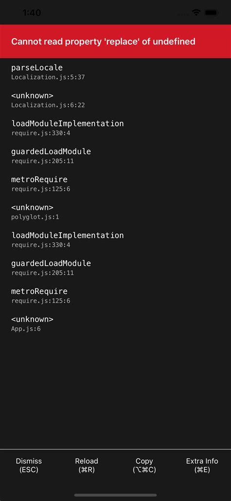 Ios 13 Expo Localization Cannot Read Property Replace Of