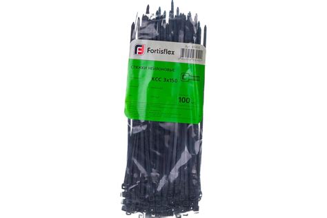 Нейлоновые стяжки FORTISFLEX КСС 3х150 черный 100 штук 49408 - выгодная ...