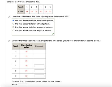 Solved Consider The Following Time Series Data A