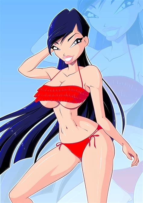 Rule 34 1girls Bikini Blue Hair Bra Breasts Cleavage Eyelashes