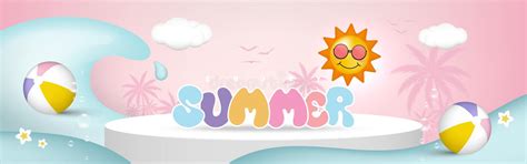 Summer Background Design Podium For Product Display Decor With Cute