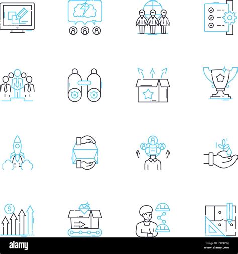 Program Initiation Linear Icons Set Launch Start Commencement