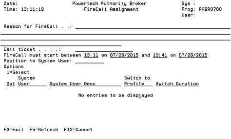 Firecall Assignment Screen
