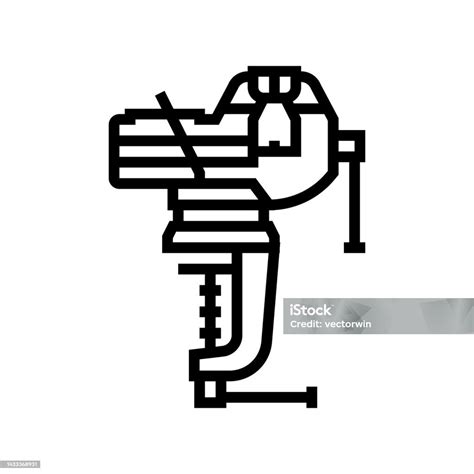 Combination Hand Vice Line Icon Vector Illustration Stock Illustration
