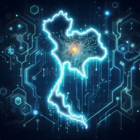 Digital Circuit Map Of Thailand Stock Illustration Illustration Of