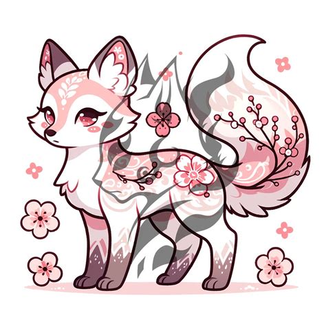 Sakura Fox Adoptable Character Digital Download Hd Image Tattoo Design