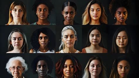 Diverse Ethnic Portraits Against Dark Background Premium Ai Generated Image