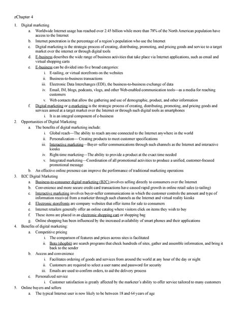 Marketing Final Exam Notes ZChapter 4 1 2 3 4 5 Digital Marketing A Worldwide Internet