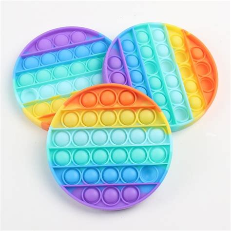 Mainan Squishy Fidget Toy Push Bubble Pop It Warna Pelangi Untuk