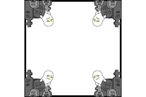Halloween Ghost And Grave Square Border Graphic By Arief Sapta Adjie Ii