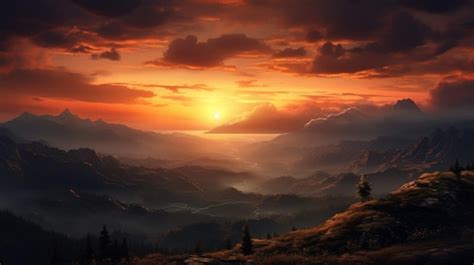 Premium Ai Image Hazy Sunset Background