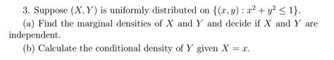 3 suppose x y is uniformly distributed on