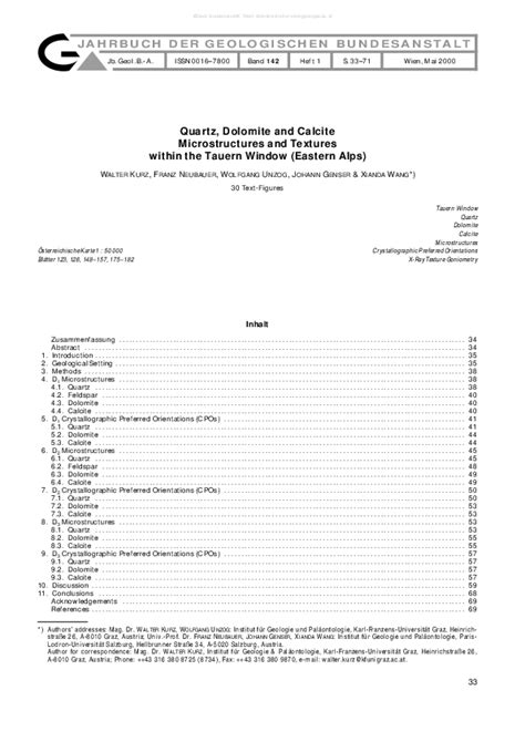 pdf quartz dolomite and calcite microstructures and textures within