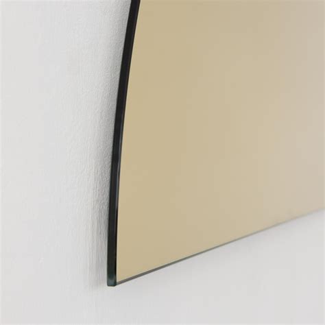 Luna Half Moon Gold Tinted Semi Circular Modern Frameless Mirror Xl