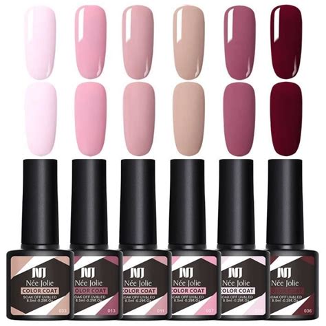 Vernis à ongle Nudee Rose Set de 6 couleurs Gel semi permanent Sain et durable