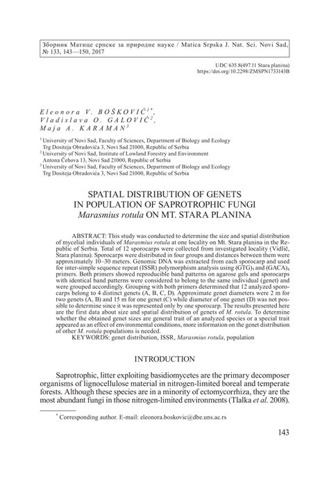 Pdf Spatial Distribution Of Genets In Population Of Saprotrophic