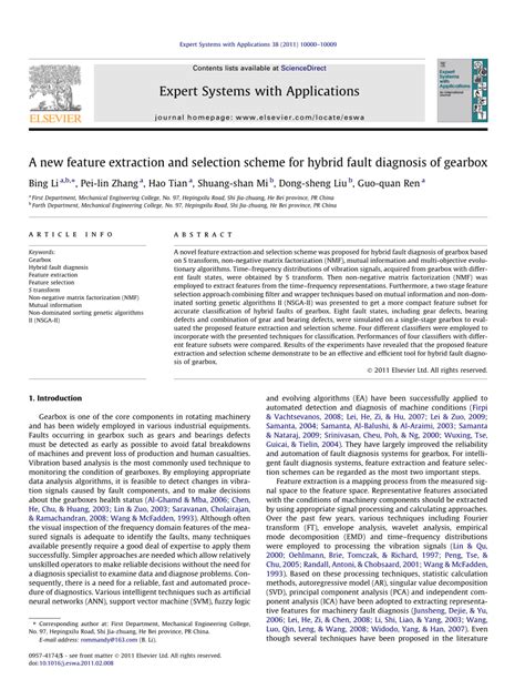 pdf a new feature extraction and selection scheme for hybrid fault