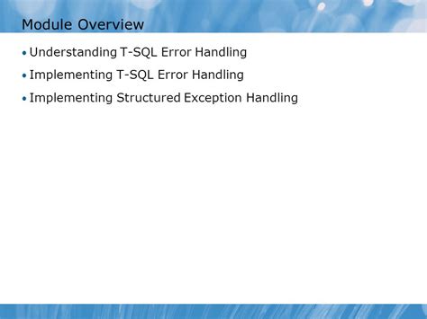 module 12 handling errors in t sql code module overview understanding