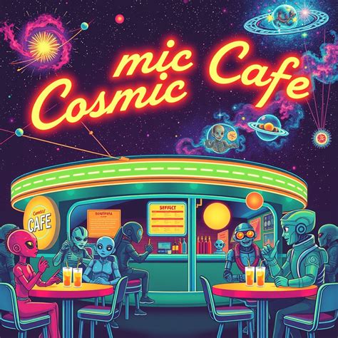Visit The Retro Cosmic Cafe Poster En 2025 Arte De Silueta Diseño