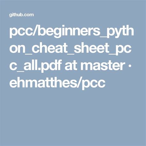 Beginners Python Cheat Sheet