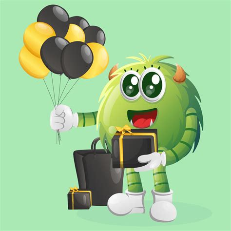 Cute Green Monster Holding T Box Celebrate Black Friday 12948022
