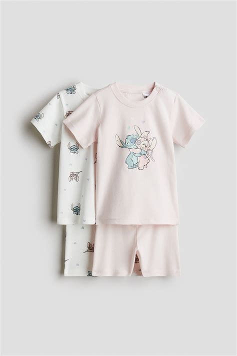 Pack De 2 Pijamas Em Algodão Rosa Clarolilo And Stitch CrianÇa Handm Pt