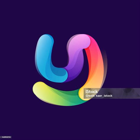겹쳐진 화려한 선으로 만들어진 문자 Y 로고 무지개 생생한 그라데이션 현대 아이콘입니다 교육에 대한 스톡 벡터 아트 및 기타 이미지 교육 그라데이션 기하 도형