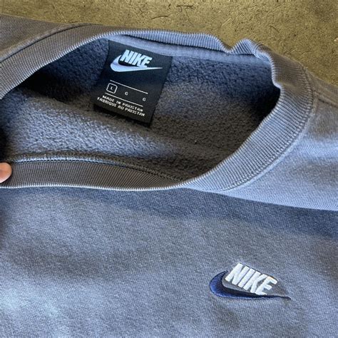 Blue Nike Embroidered Logo Crewneck Sweatshirt Depop