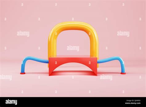 Pink Rectangle Pedestal With Arc On Pastel Color Background For Product