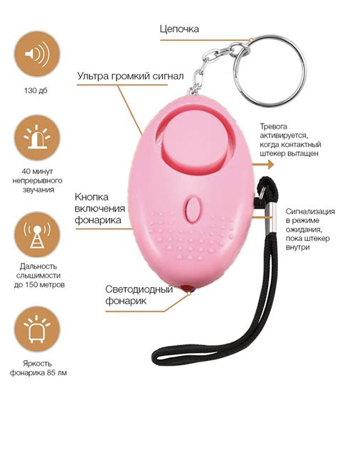 Брелок с фонариком на ключи для самообороны карманная сигнализация ...