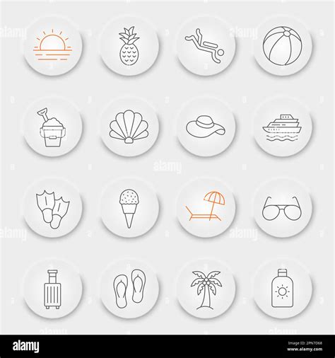 Summer Line Icon Set Travel Symbols Collection Vector Sketches