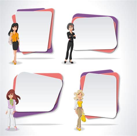 종이 배너 벡터 만화 사람들 Eps Uidownload