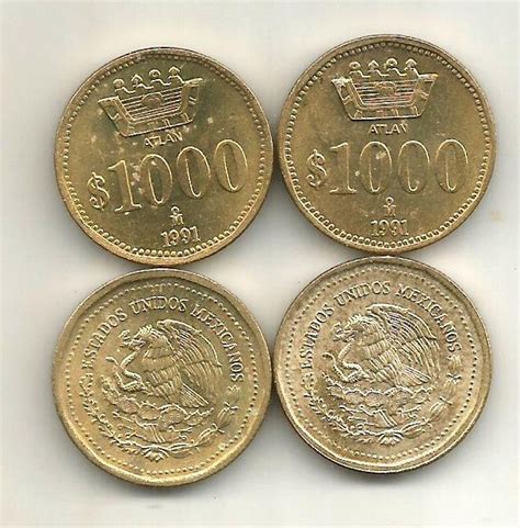 Moneda De 1000 Pesos Atlan Prueba 1991 NUMISMATICA CUETZALAN