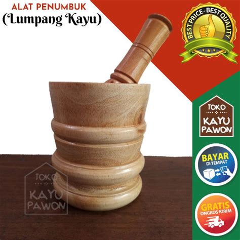 Jual Lumpang Kayu Alat Tumbuk Tradisional Tinggi 13 Cm Alat Tumbuk