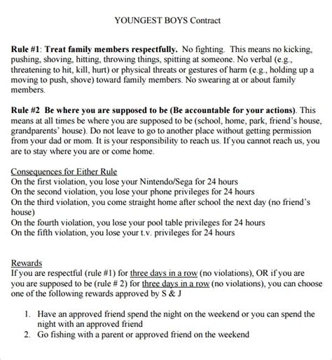 Free 14 Behaviour Contract Templates In Pdf Ms Word Pages