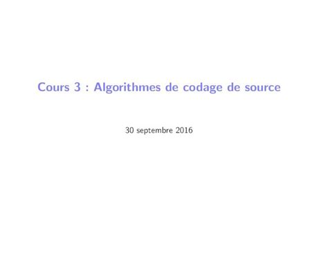 Pdf Cours 3 Algorithmes De Codage De Source · 2020 02 18 · 2codage A Base Dintervalles